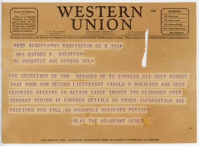 2nd Lieutenant Harold N. Sheaffer (1920–1944) – Delaware's World War II ...