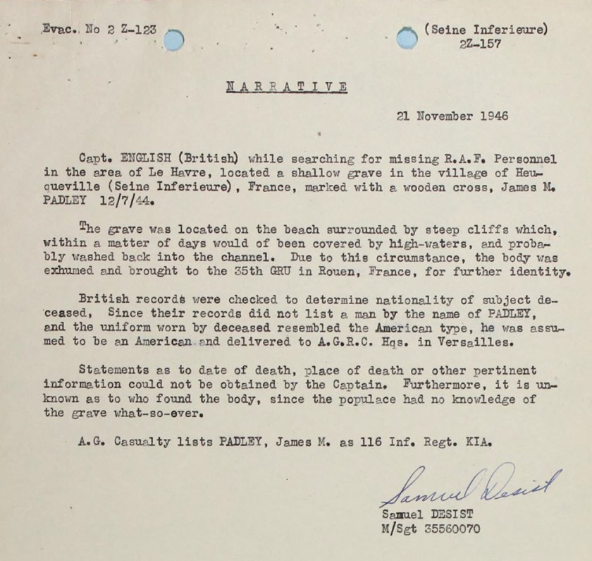 Private 1st Class James M. Padley (1923–1944) – Delaware's World War II ...