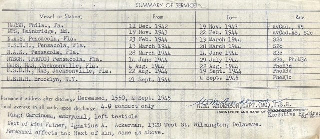 Photographer’s Mate 3rd Class Joseph Ackerman (1923–1945) – Delaware's ...