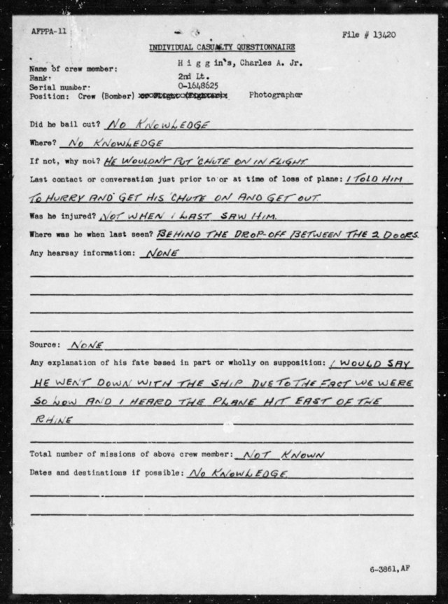 2nd Lieutenant Charles A. Higgins, Jr. (1922–1945) – Delaware's World ...